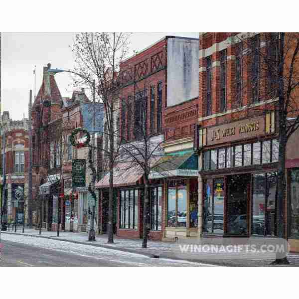 Winona MN Photo Snowy Third Street Downtown Christmas - Art Print